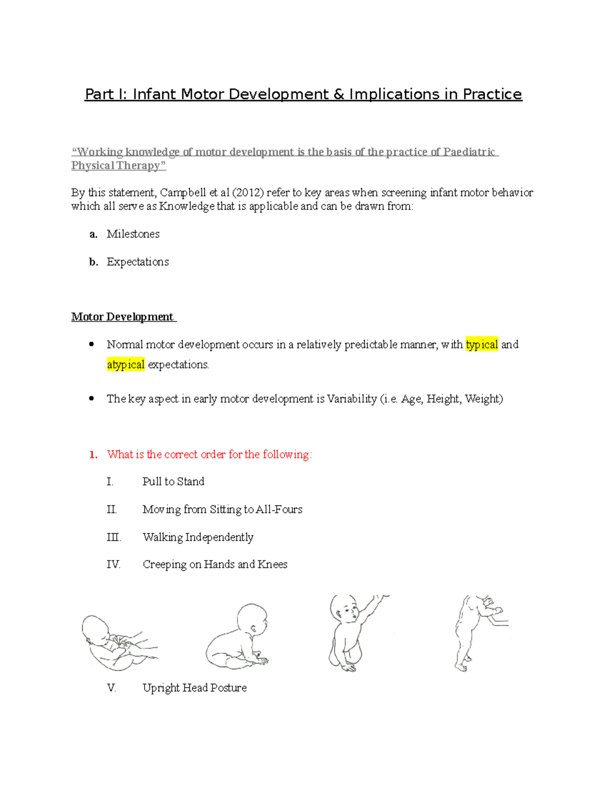 1. Infant Motor - Part I: Infant Motor Development & Implications in ...