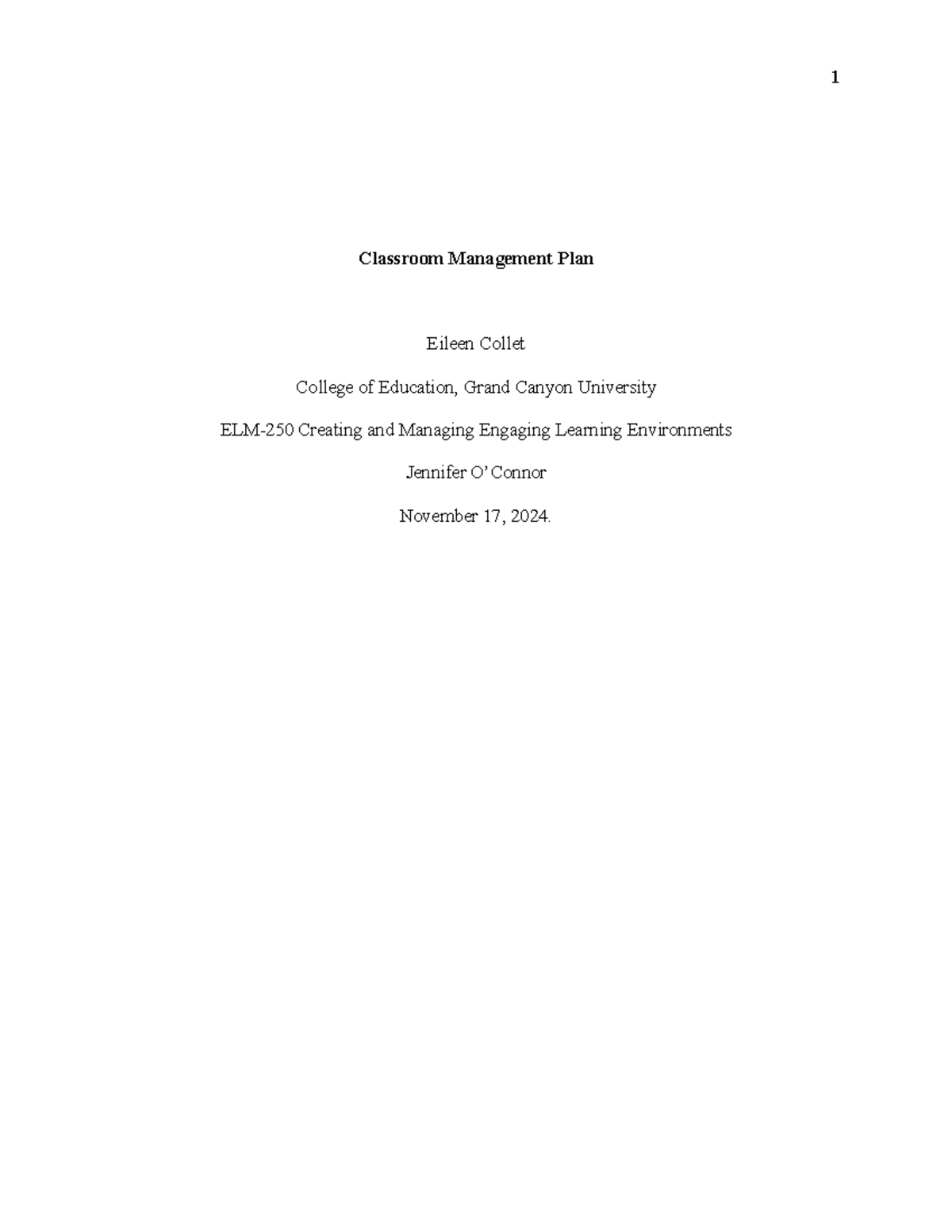 ELM-250 Classroom and Behavior Management Framework Final EC ...