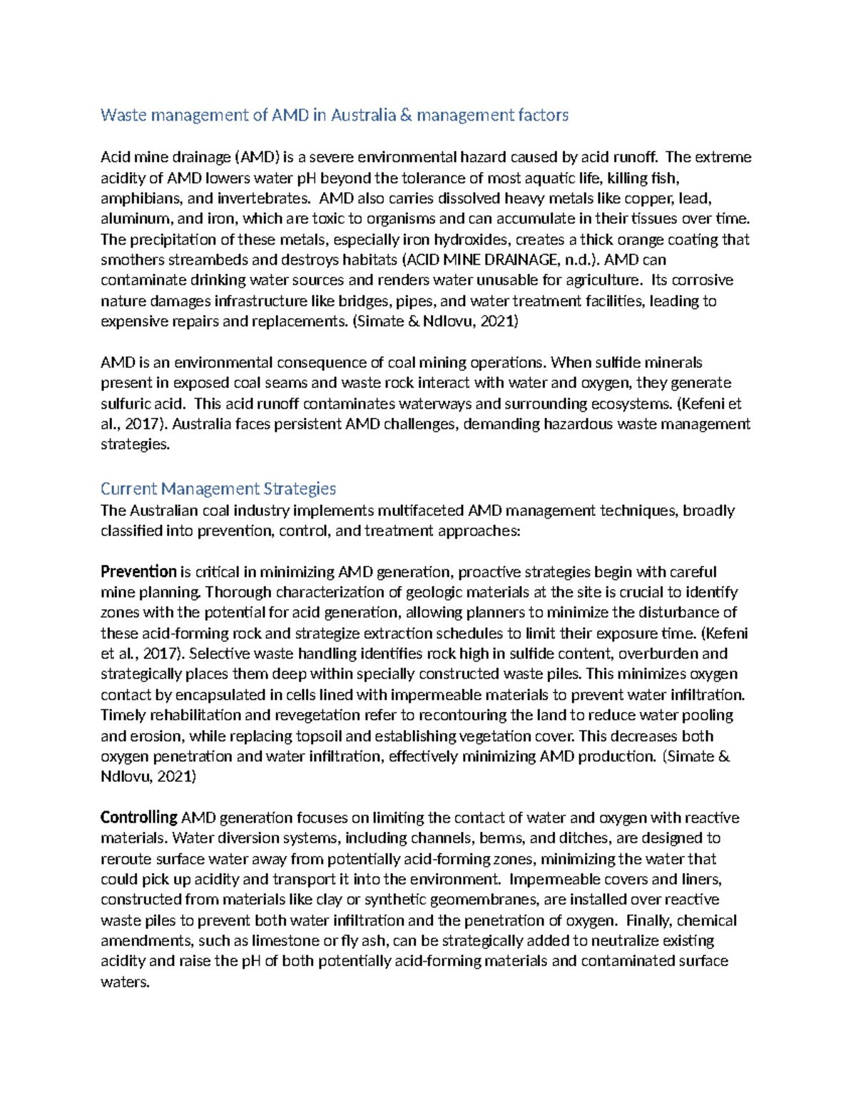 Discussion Paper 2 - Got a 95, topic on AMD management strategies ...