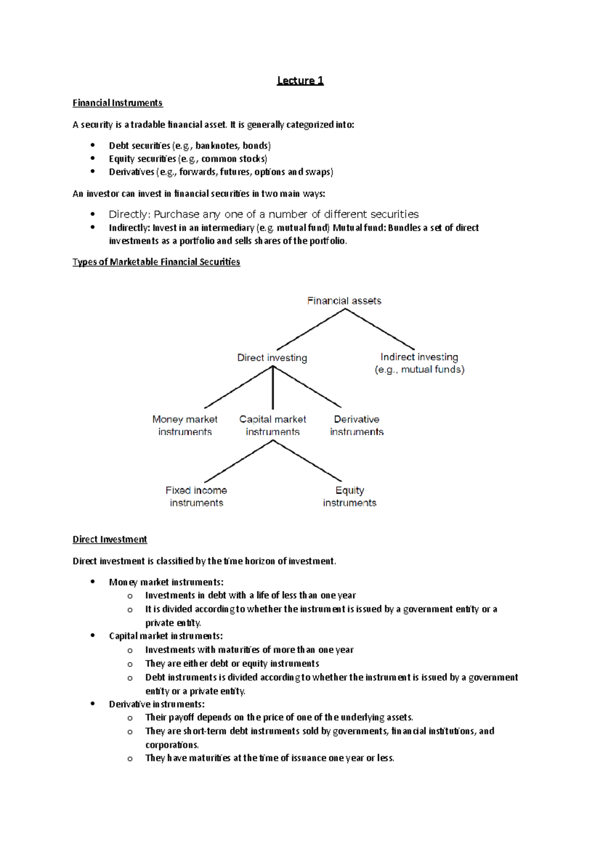 Lecture 4 - FTX . Lecture notes for Financial derivatives. - Lecture 1 ...