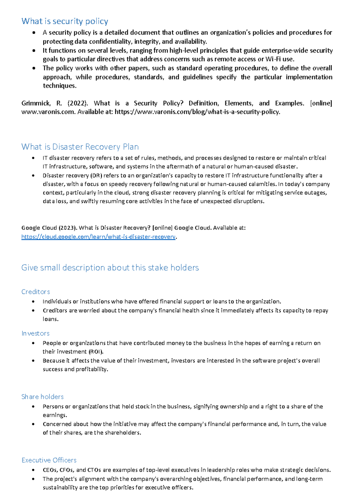 DRP - Security - What is security policy • A security policy is a ...