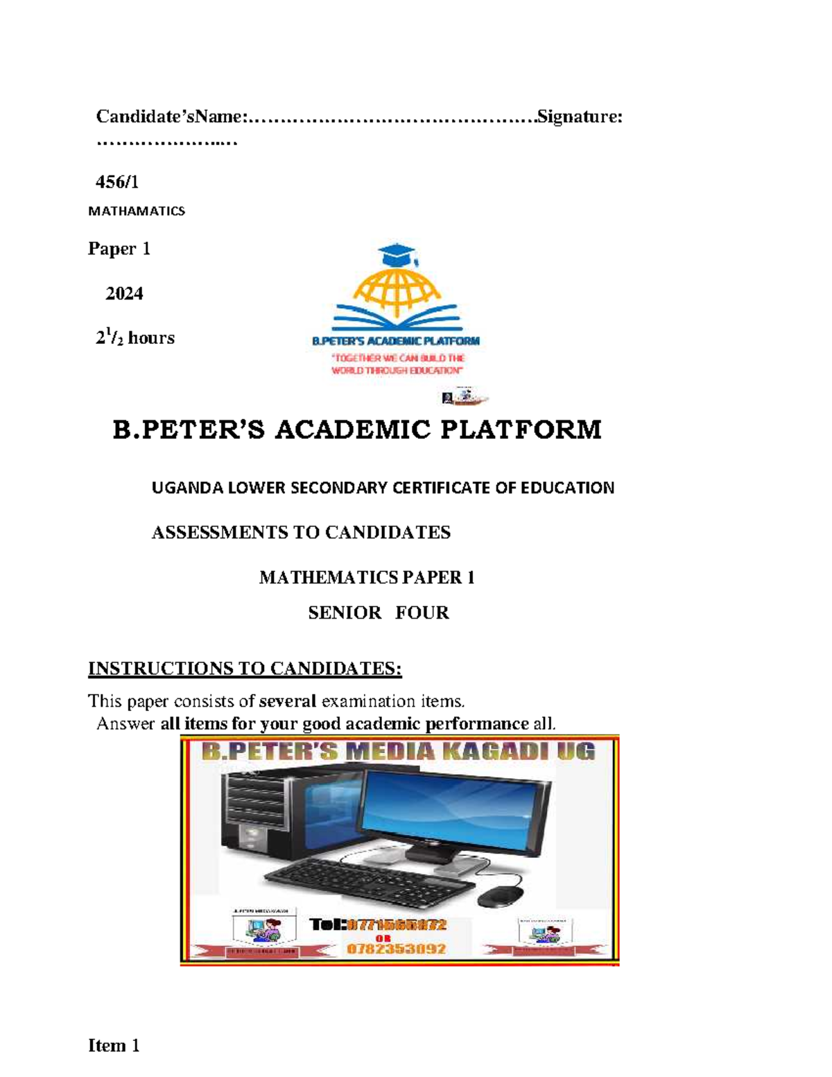 A Collection OF NEW Curricullum Mathematics Scenarios FROM B. Peter'S ...