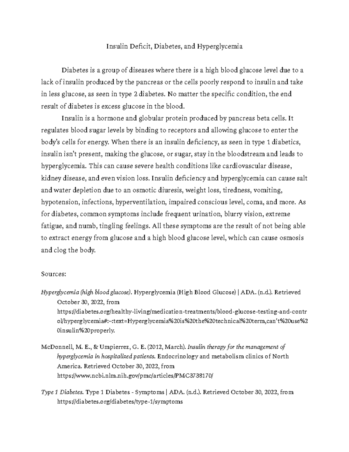 Chem 201 Pre-Lab 10-23 - Google Docs - Insulin Deficit, Diabetes, and ...