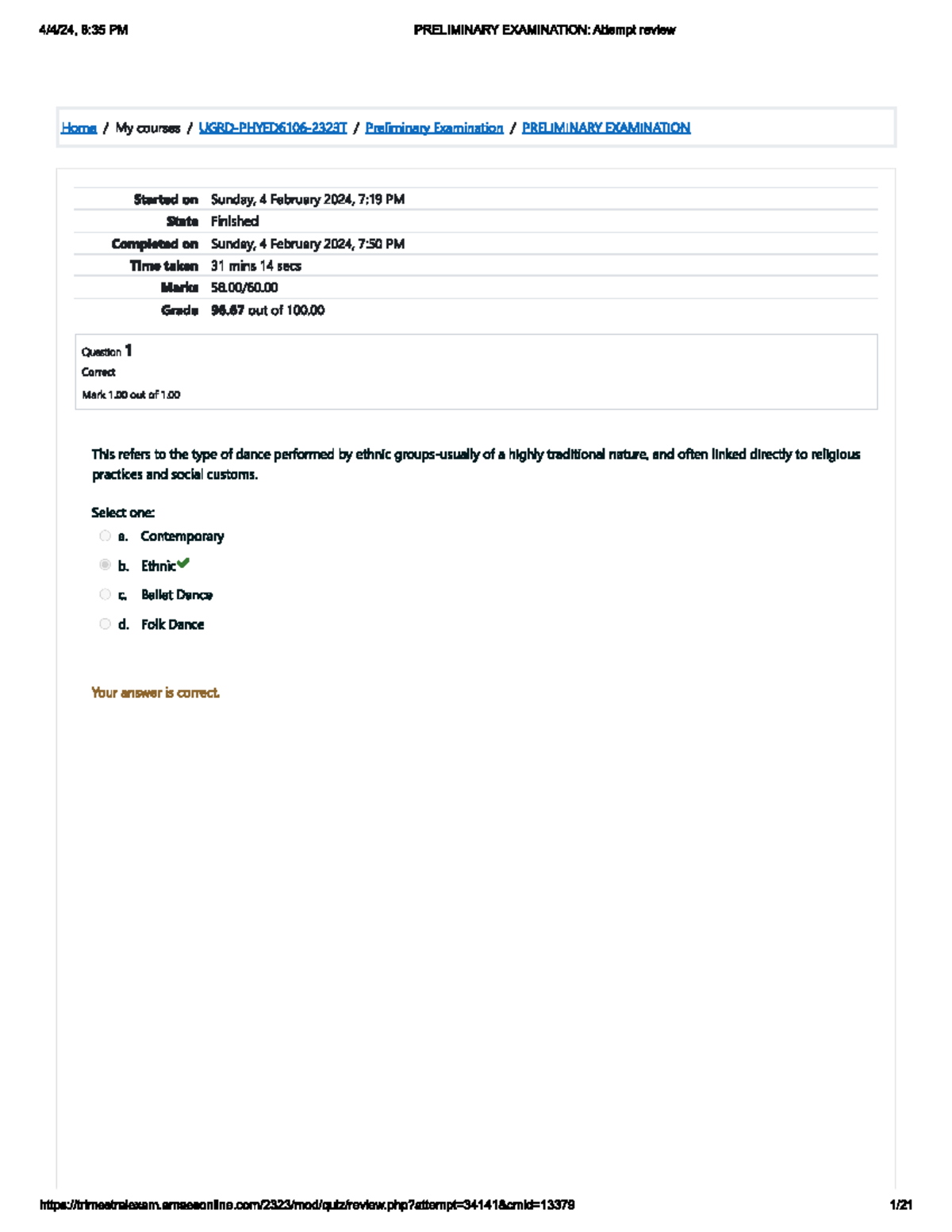 PathFit 3 Prelim - BS in Information Technology - Studocu