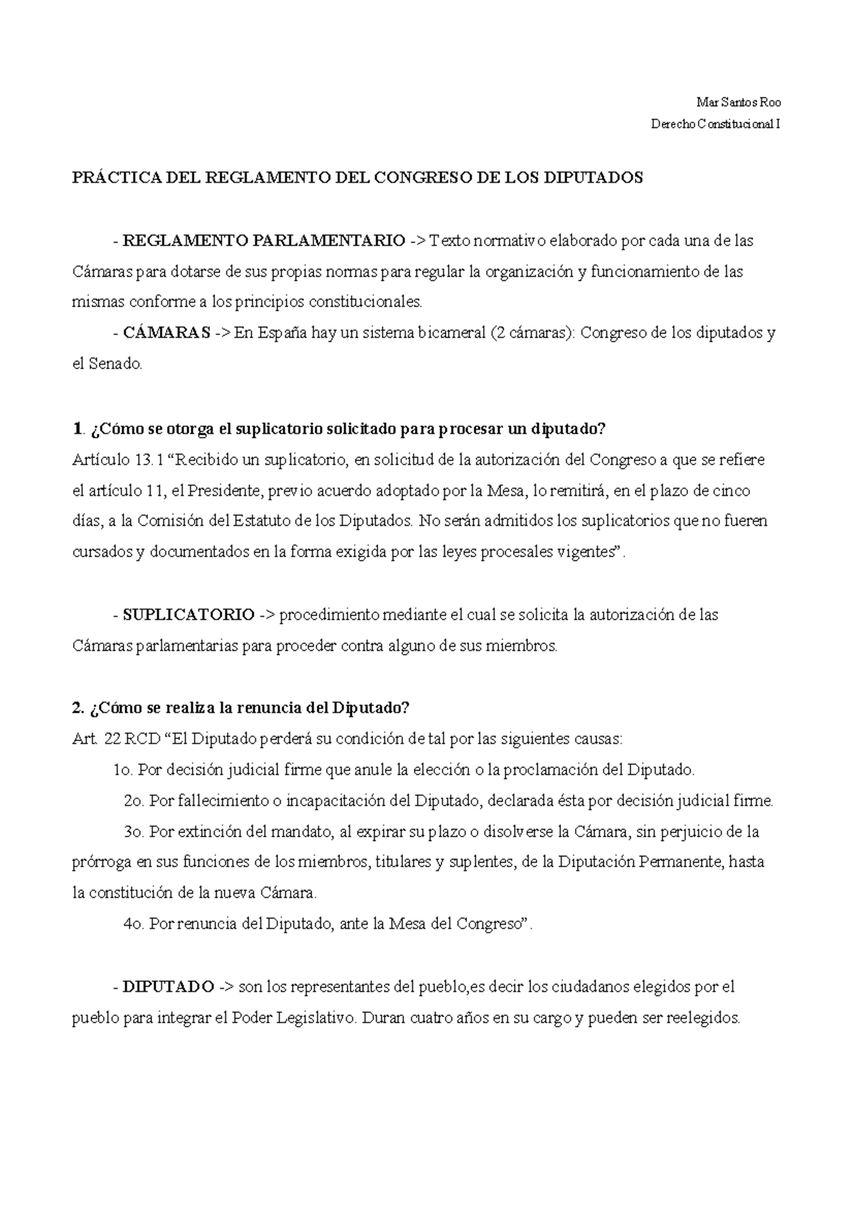 Practica - práctica del reglamento del congreso de los diputados - Mar ...