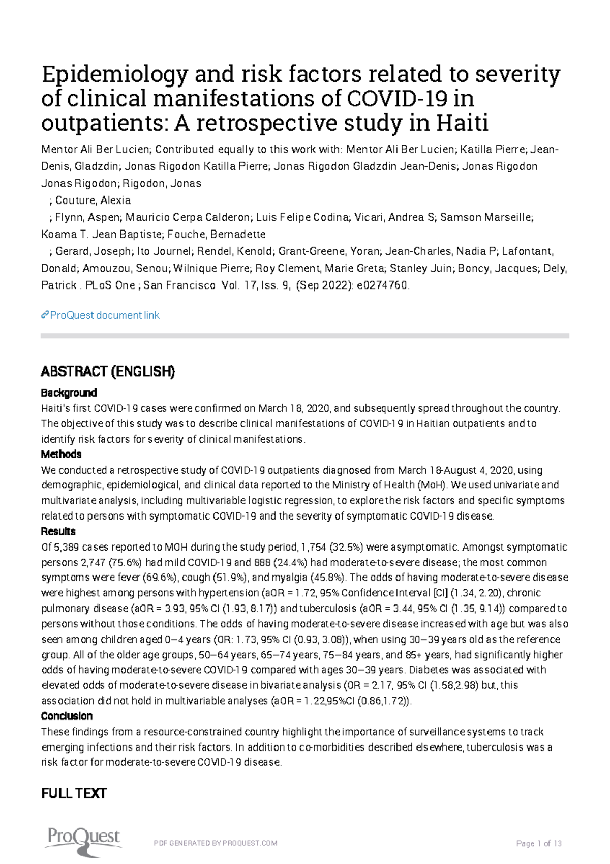 Epidemiology and risk factors related to severity of covid 19 ...