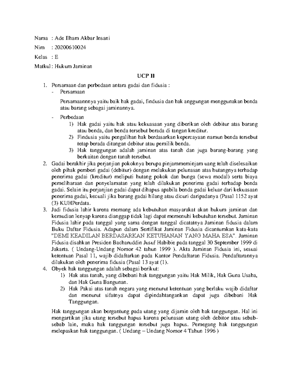 UCP2Hk Jaminan ADE Ilham A - Nama : Ade Ilham Akbar Insani Nim ...