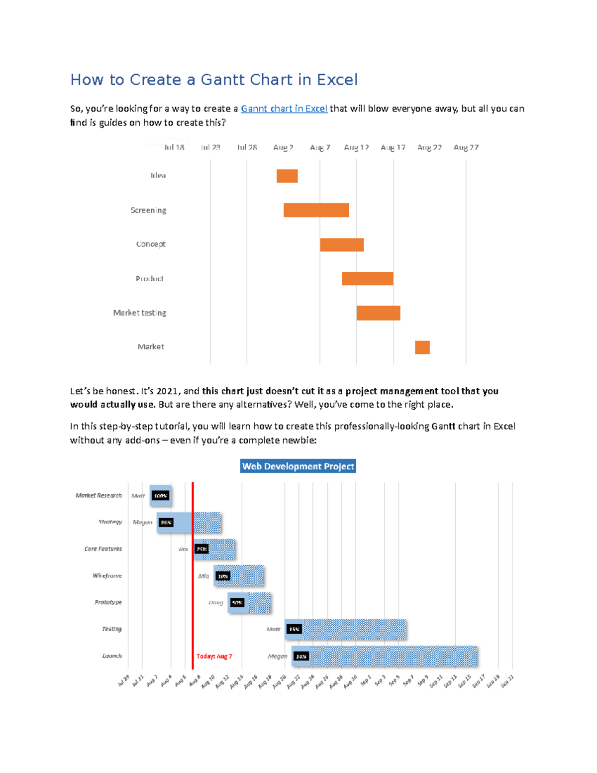 How to Create a Gantt Chart in Excel - It’s 2021, and this chart just ...