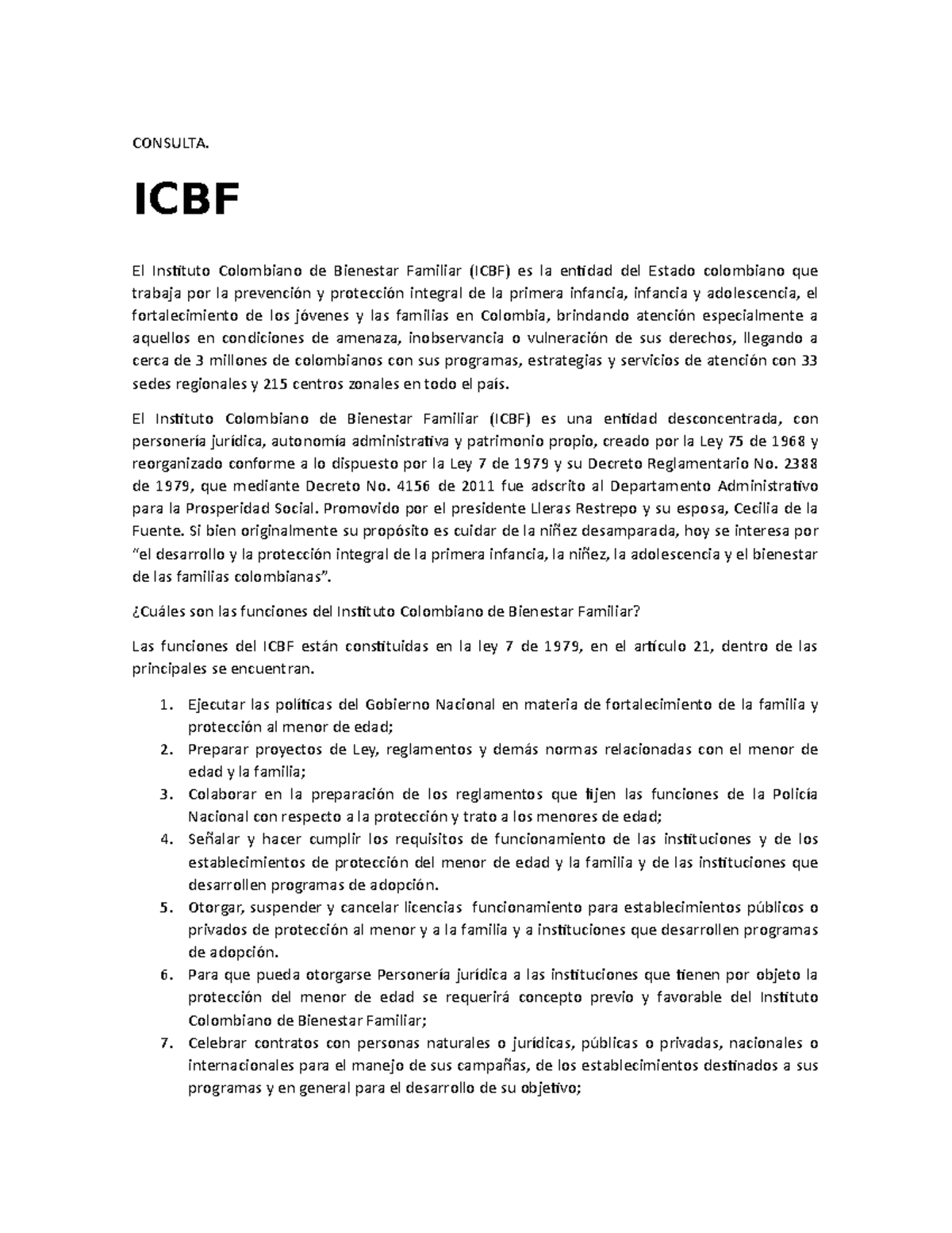 Tarea Familia - ICBF Y COMISARIA - CONSULTA. ICBF El Instituto ...