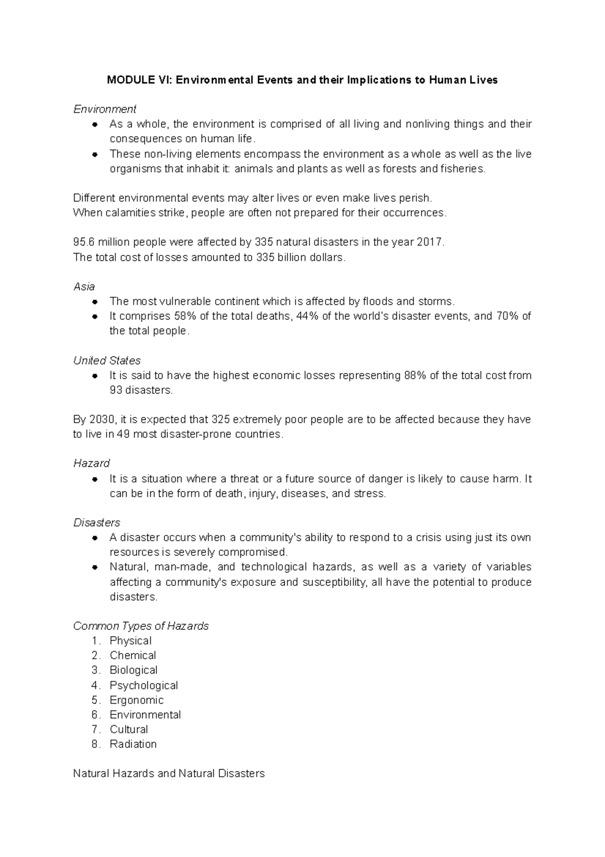 Module-VI - Module - MODULE VI: Environmental Events and their ...