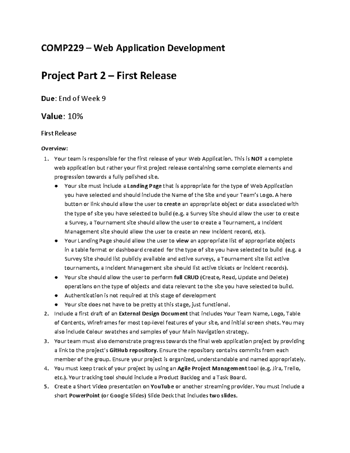 Project Part 2 - First Release - COMP229 – Web Application Development Project Part 2 – First ...