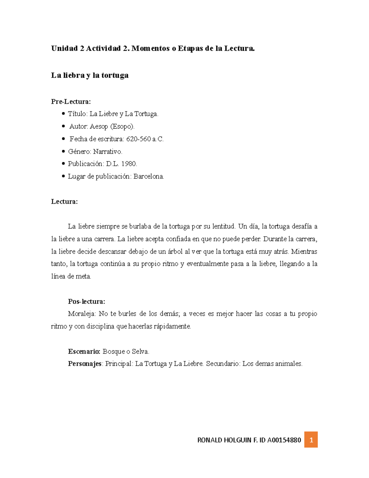 Unidad 2 Actividad 2 momentos o etapas de la lectura - Unidad 2 ...