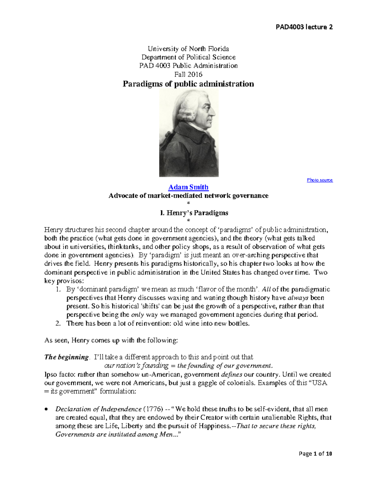 Paradigms - notes - University of North Florida Department of Political ...