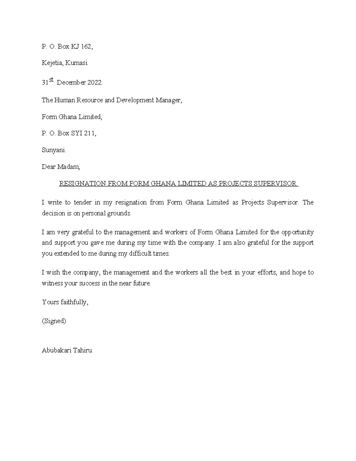 1671106546 output - P. O. Box KJ 162, Kejetia, Kumasi. 31 st December ...