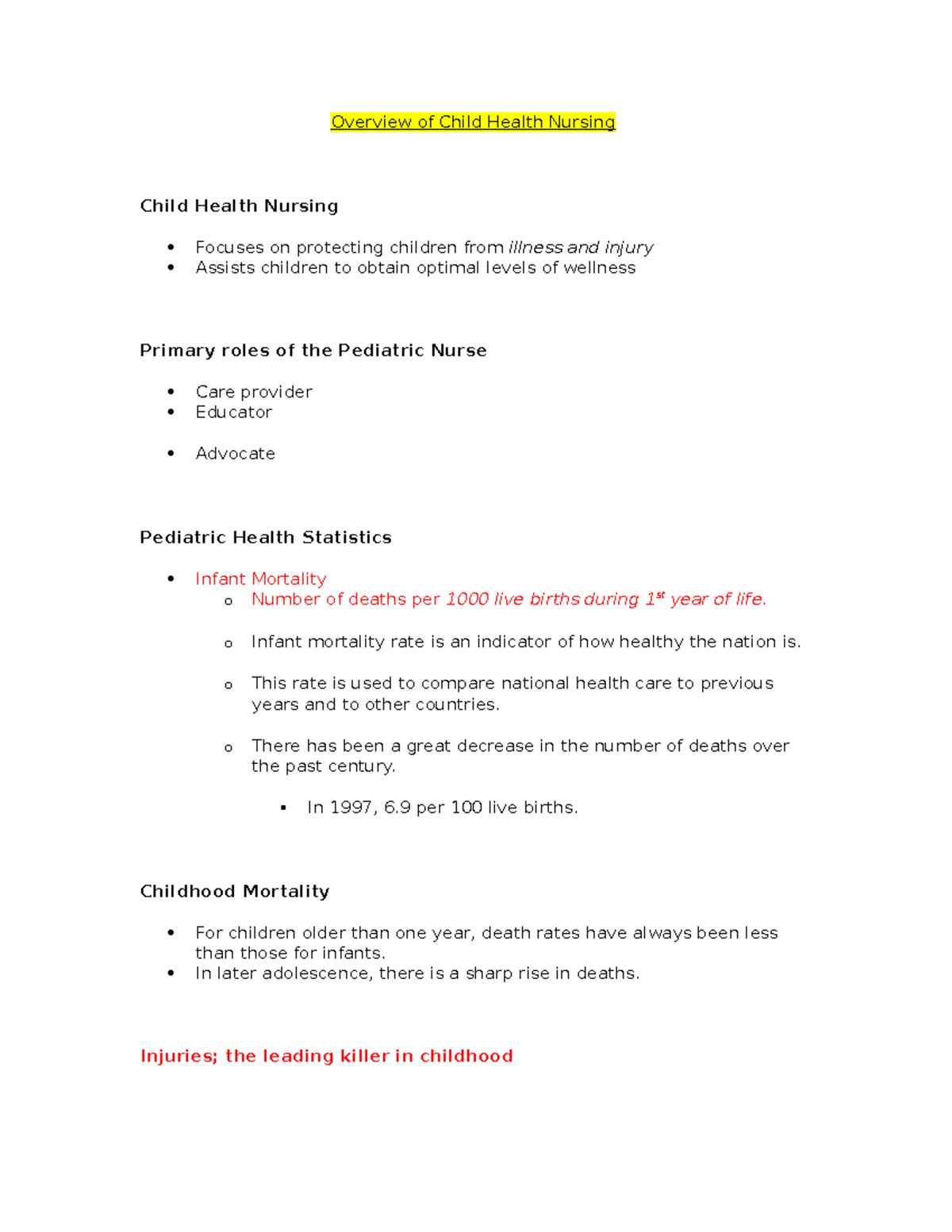8086074-Overview-of-Child-Health-Nursing-Lecture-Notes-pediatrics ...