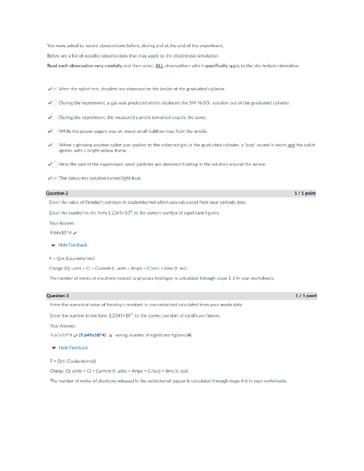 Electrolysis Marking Module - CHEM 1050 - Studocu