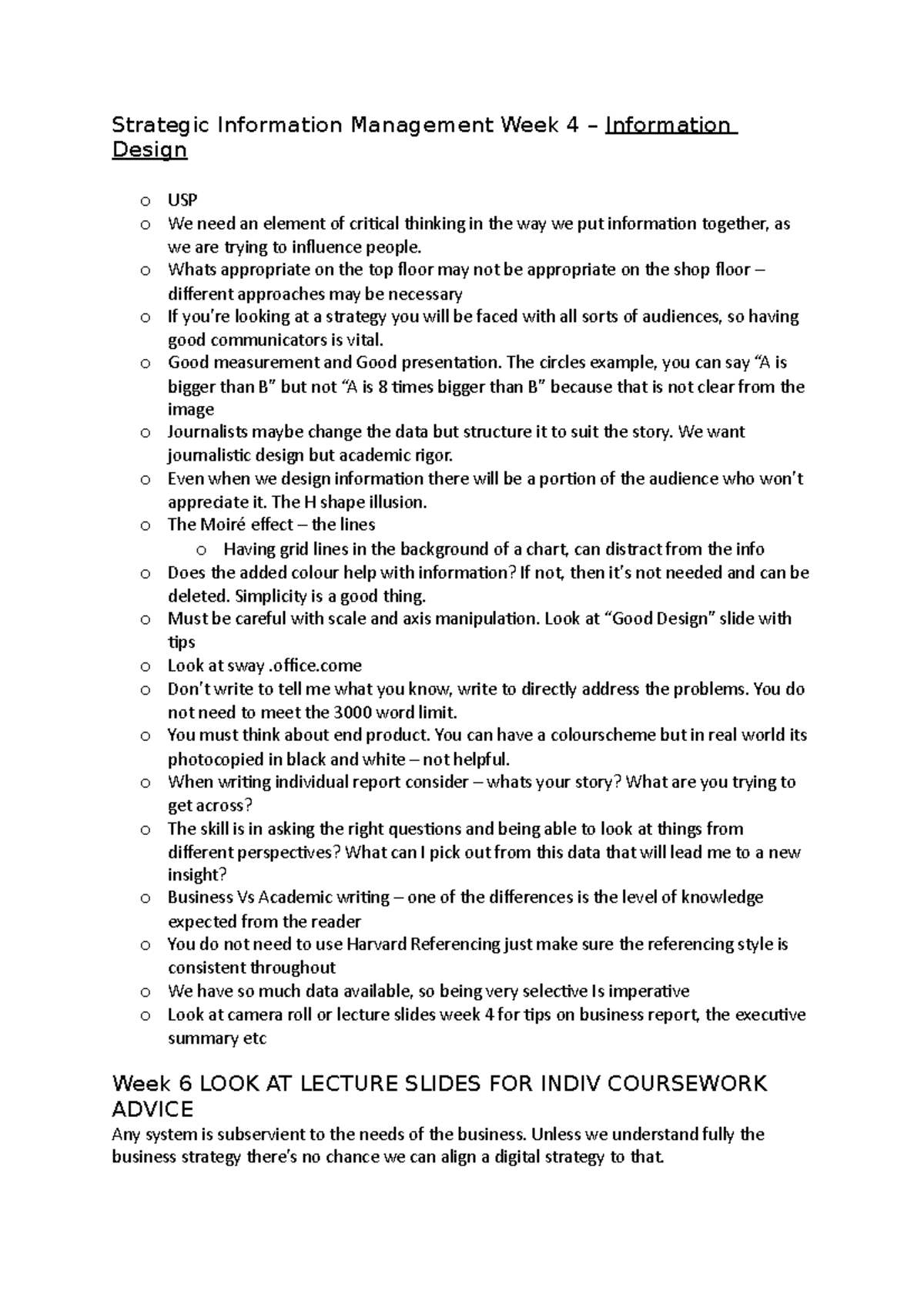 Strategic Information Management Coursework Notes and Tips - Strategic ...