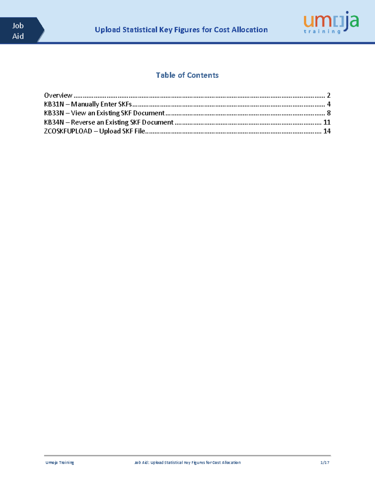 KB31N upload statistical key figures for cost allocation - Aid – Table ...