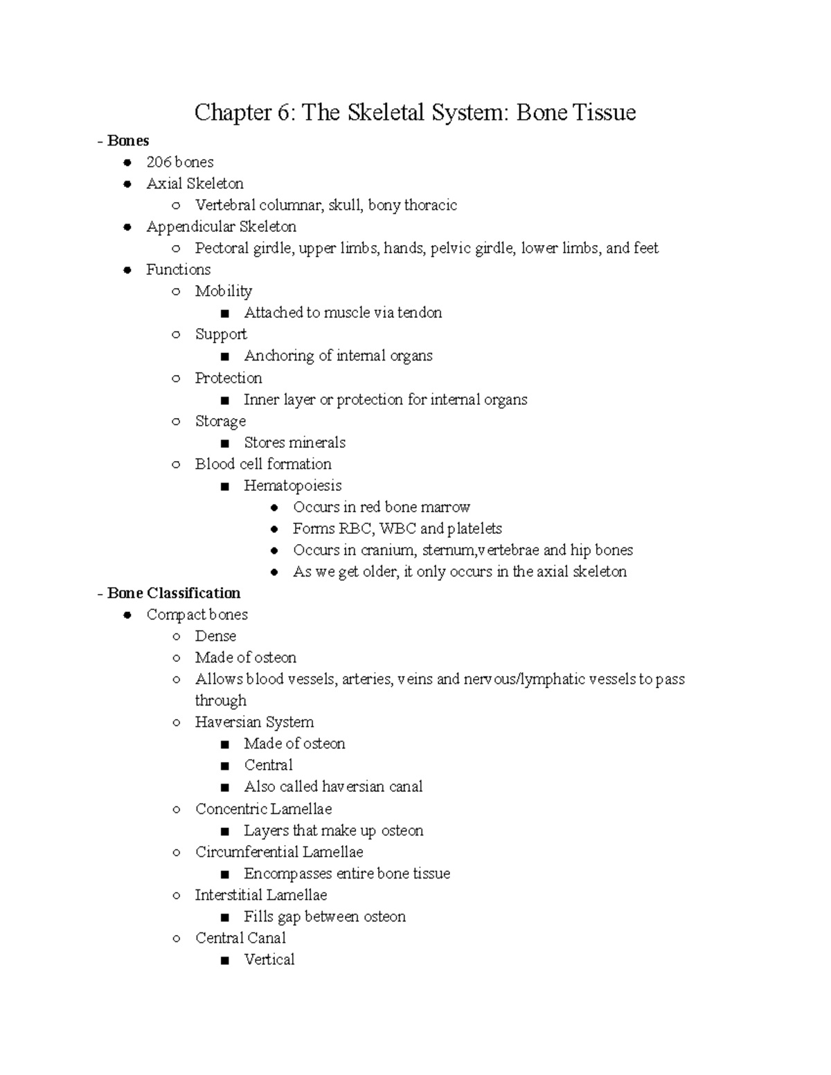 The Skeletal System Bone Tissue - Anatomy and Physiology I - Chapter 6 ...