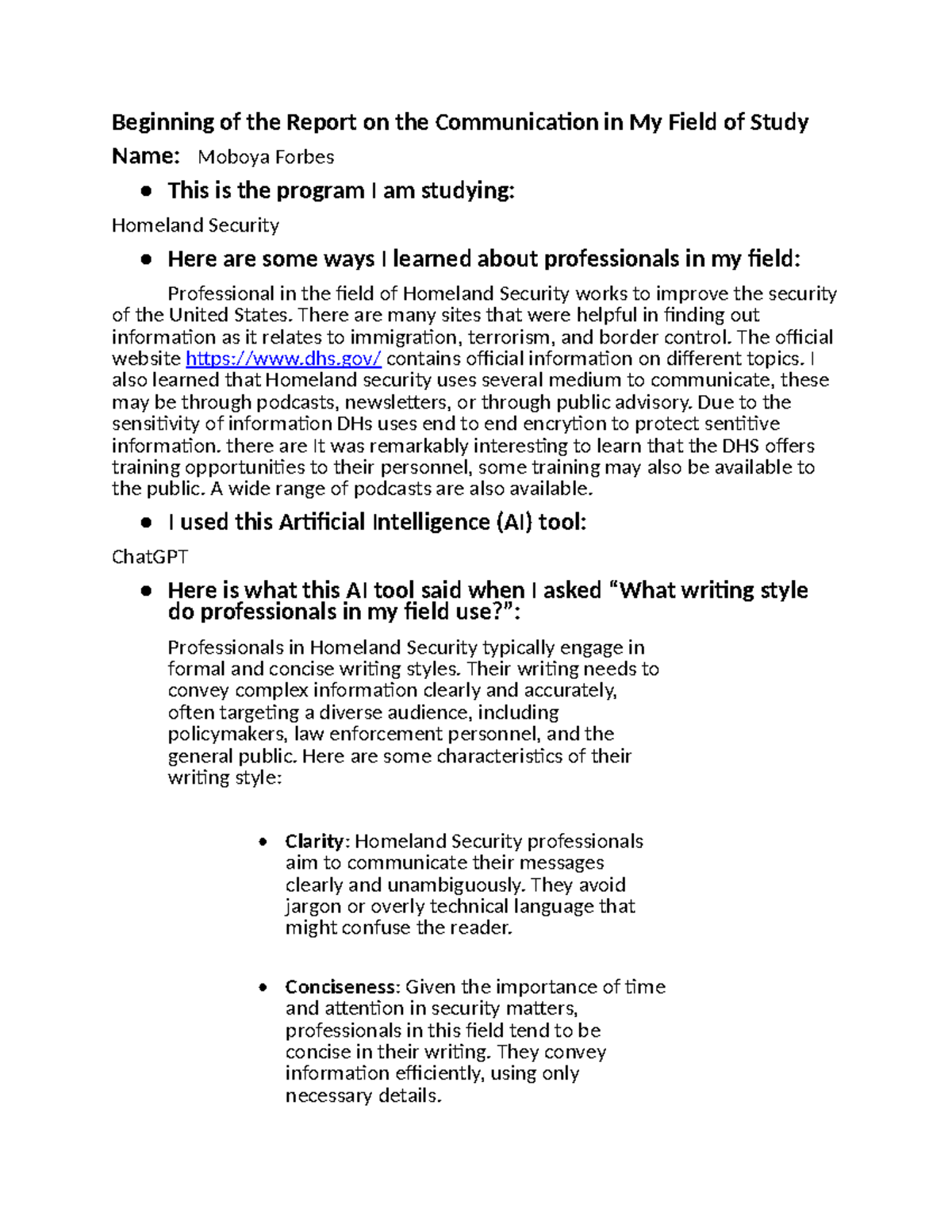 Report on Communication - Beginning of the Report on the Communication ...