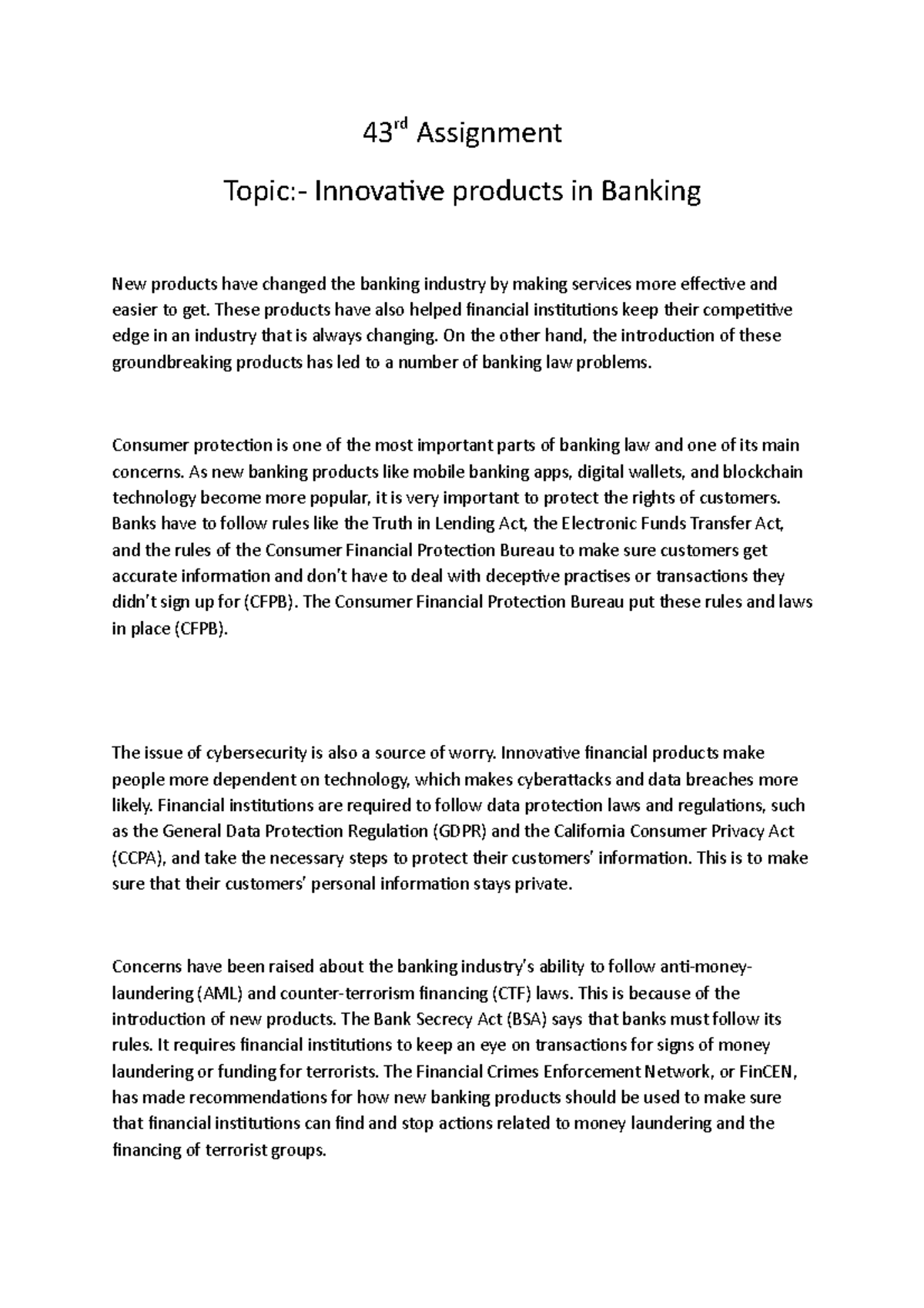 43rd Assignment - 43 rd Assignment Topic:- Innovative products in ...