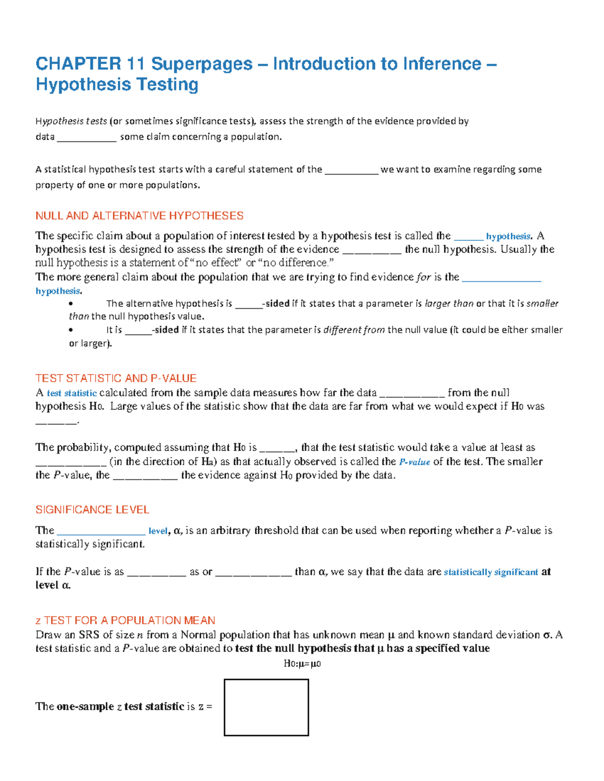Ch 11 Superpages HT - CHAPTER 11 Superpages – Introduction to Inference ...