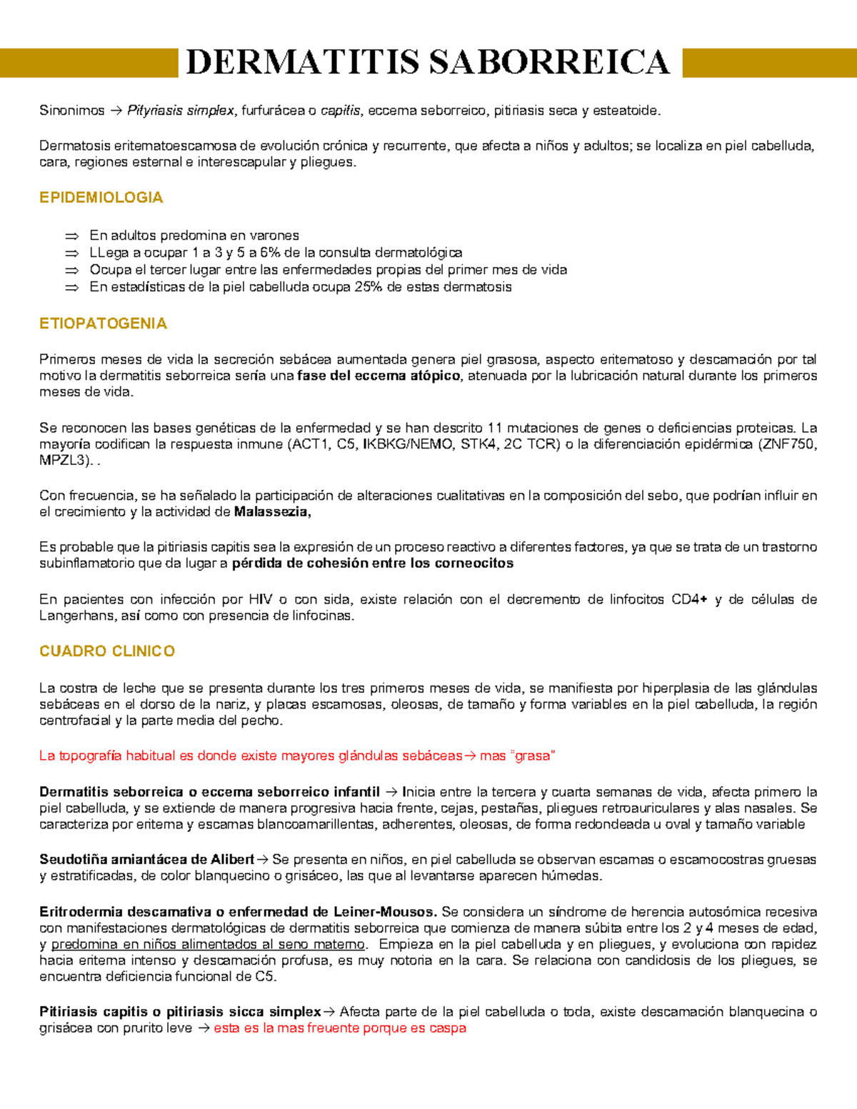 Apuntes Bonitos 2DO TRI derma - DERMATITIS SABORREICA Sinonimos à ...