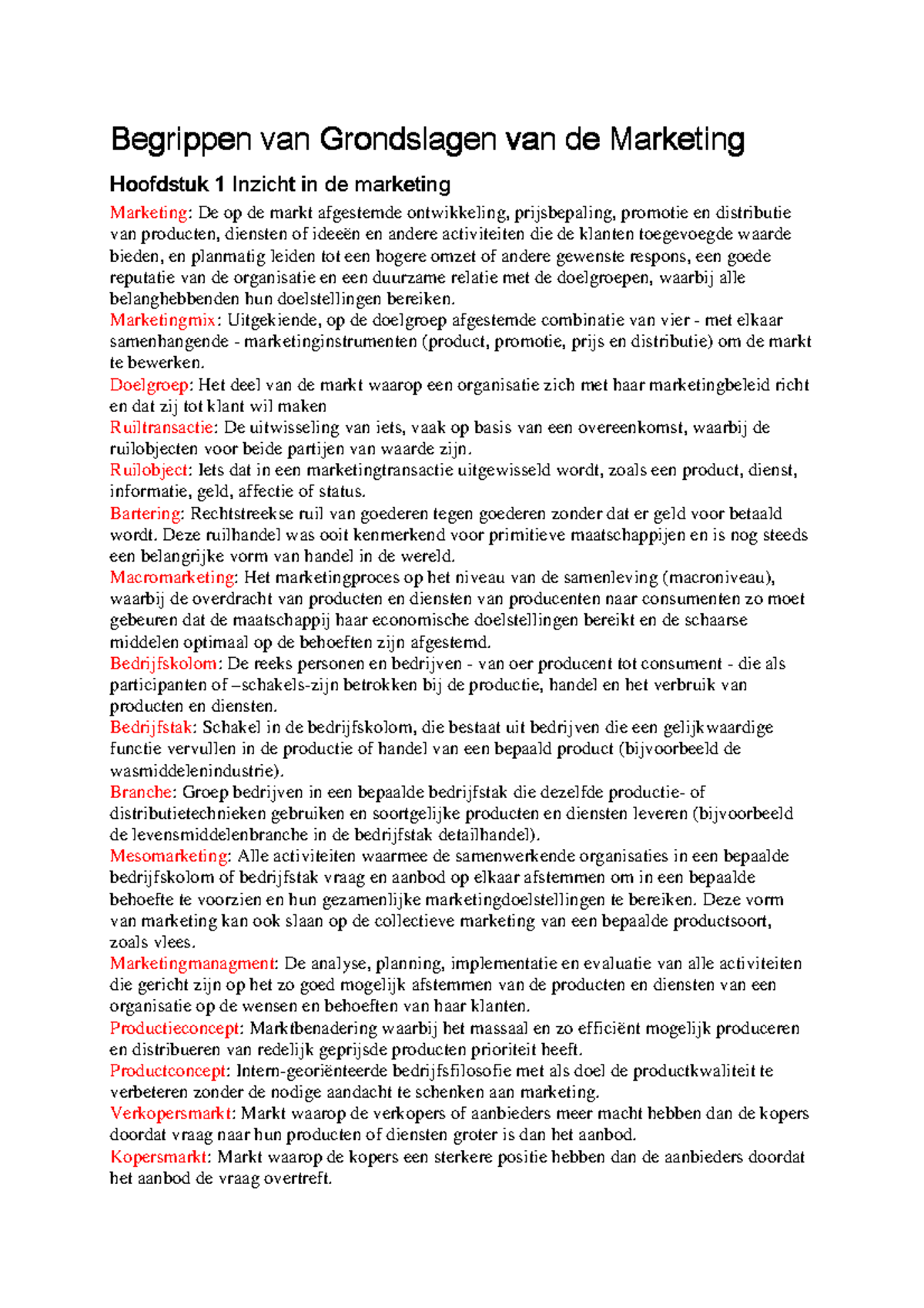 Begrippen van Grondslagen van de Marketing - Marketingmix: Uitgekiende ...