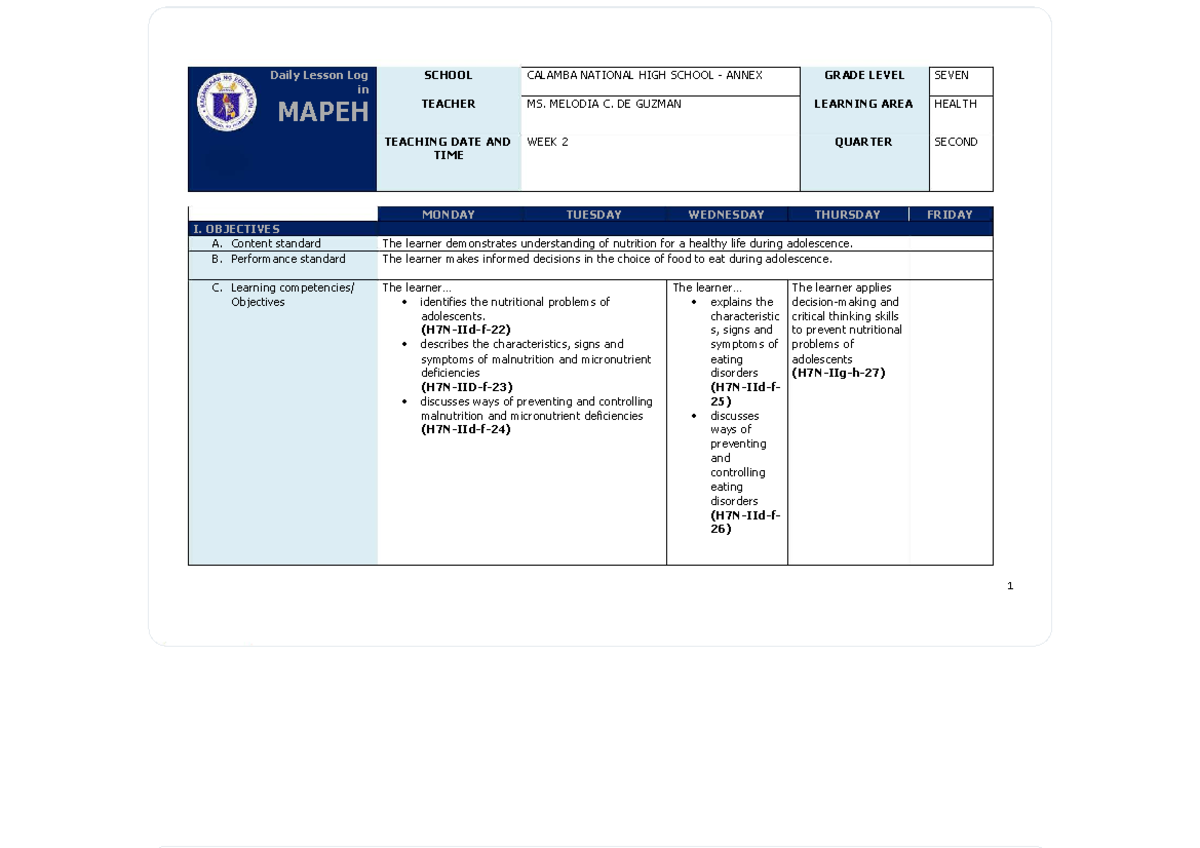Dlstudocu - informative - MONDAY TUESDAY WEDNESDAY THURSDAY FRIDAY I ...
