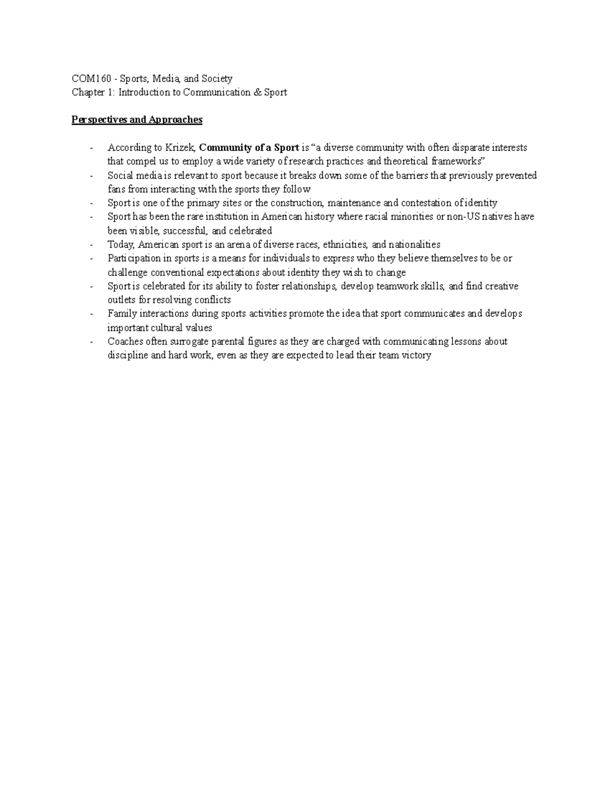 COM160 - Introduction to Communication and Sport PT 2 - COM160 - Sports ...