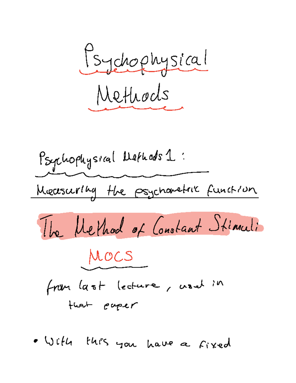 Psychophysical Methods - Psychophysical Methods Psychophysical Methods ...