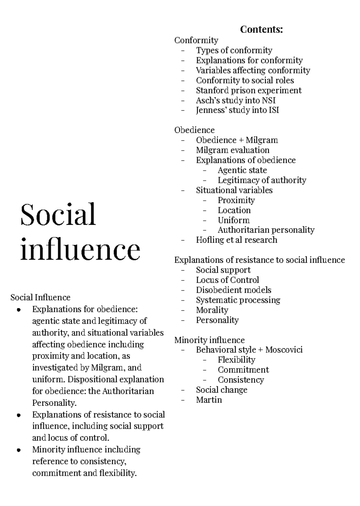 1. Social Influence - Social influence Contents: Conformity - Types of ...
