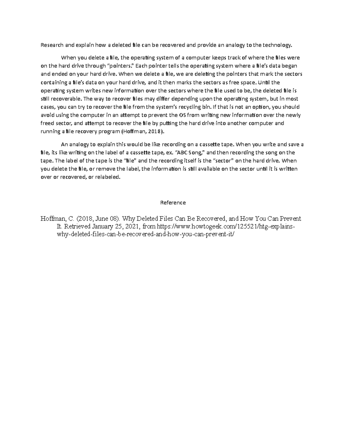 4-1 Discussion - Research and explain how a deleted file can be ...