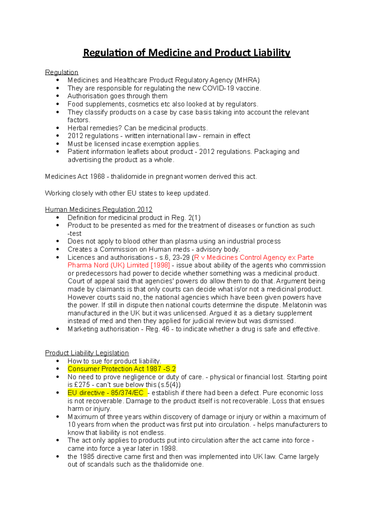 Regulation of Medicine and Product Liability - Regulation of Medicine ...