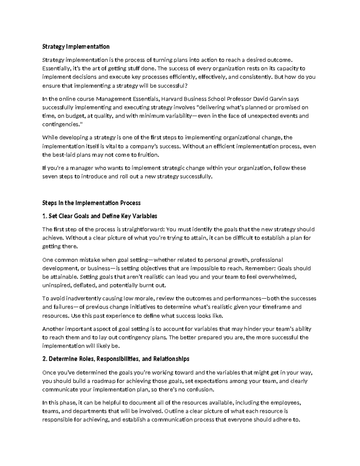 Strategy Implementation process - Strategy Implementation Strategy ...