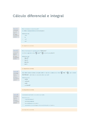 Calculo Diferencial E Integral Modalidad de exámenes Semana 1 Revisión del intento - 23/10/23 ...
