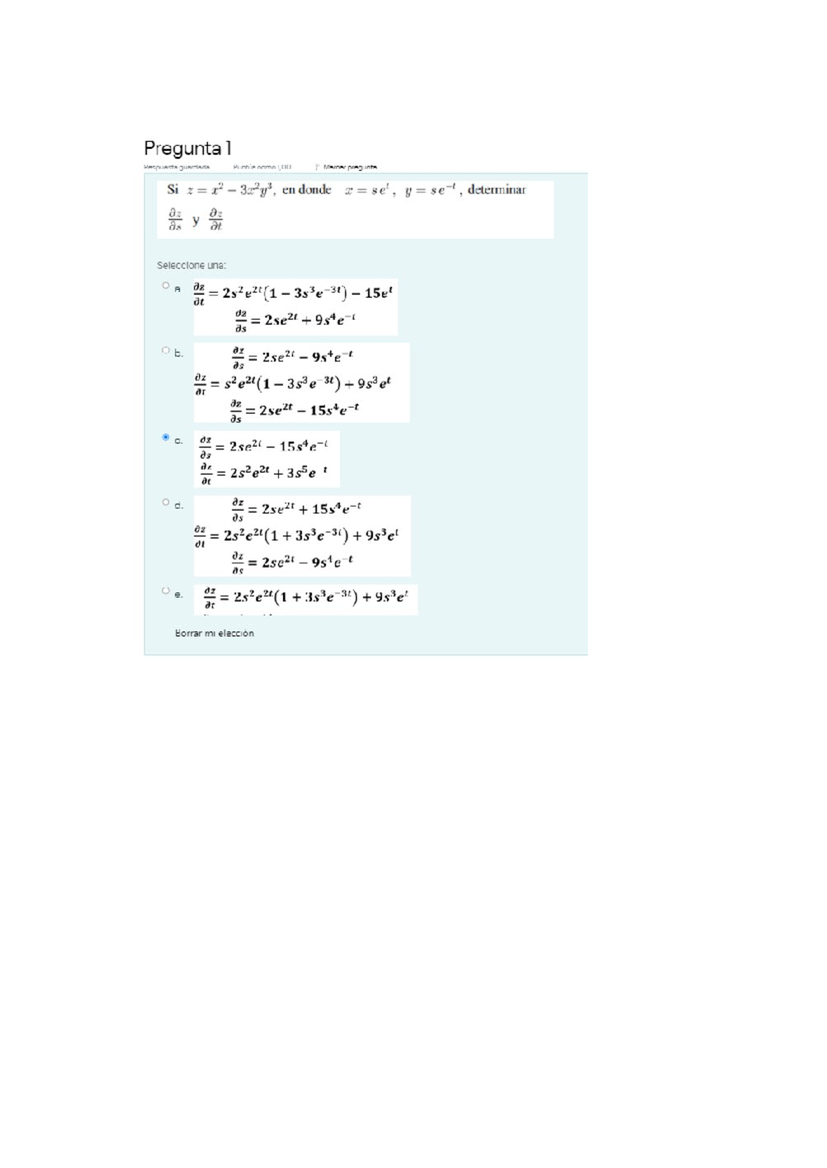 Actividad Virtual N°4 Calculo Diferencial 18 NOTA - Pregunta 1 Respuesta guardada Puntúa como 1 ...