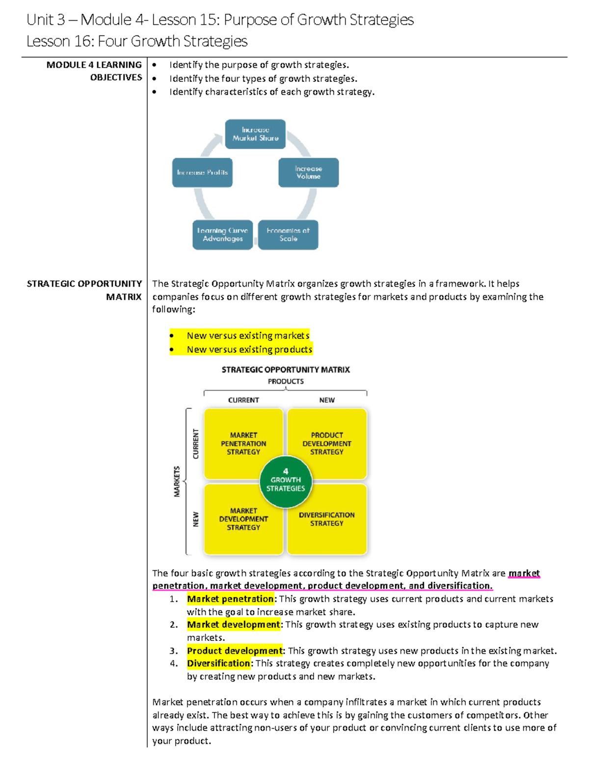 Lesson 15 and 16 - Unit 3 – Module 4- Lesson 15: Purpose of Growth ...