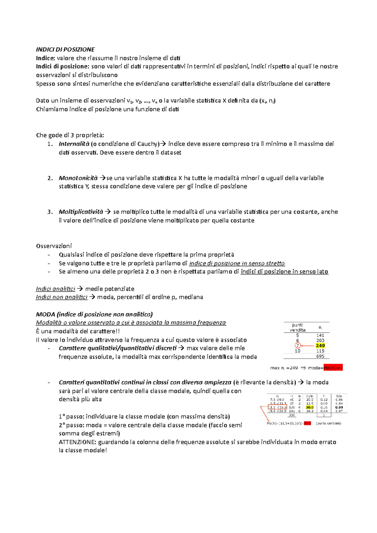 Statistica 4 - appunti presi a lezione professoressa Paci - INDICI DI ...