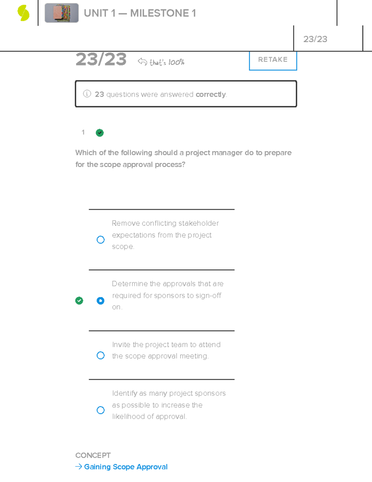Sophia Pathways Project Management UNIT 1 Milestone - 1 CONCEPT → ...