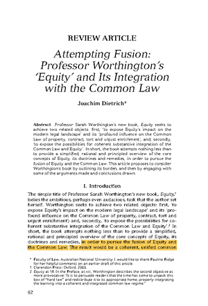 The fusion fallacy between equity and common law - THE ‘FUSION FALLACY ...