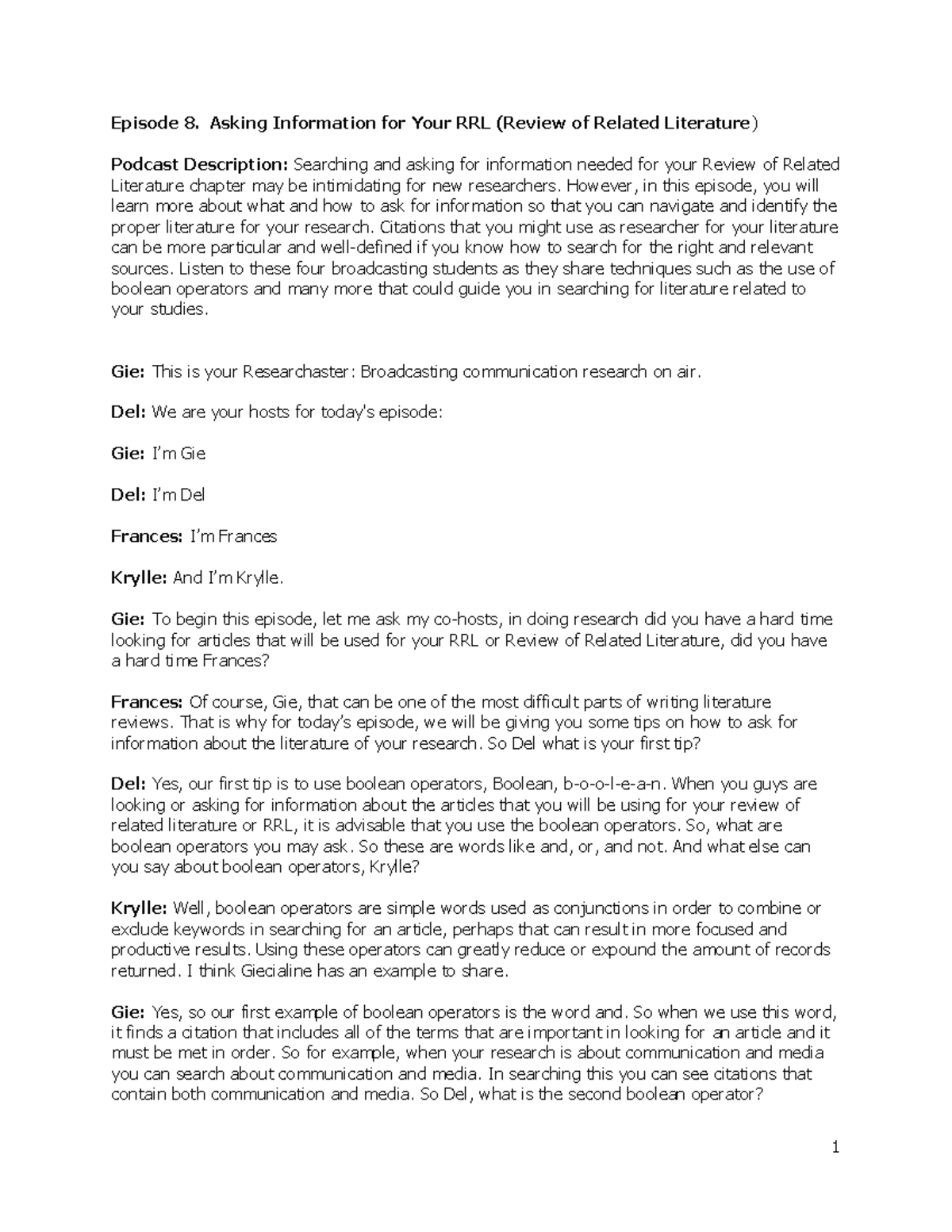 contemporary module - Episode 8. Asking Information for Your RRL ...