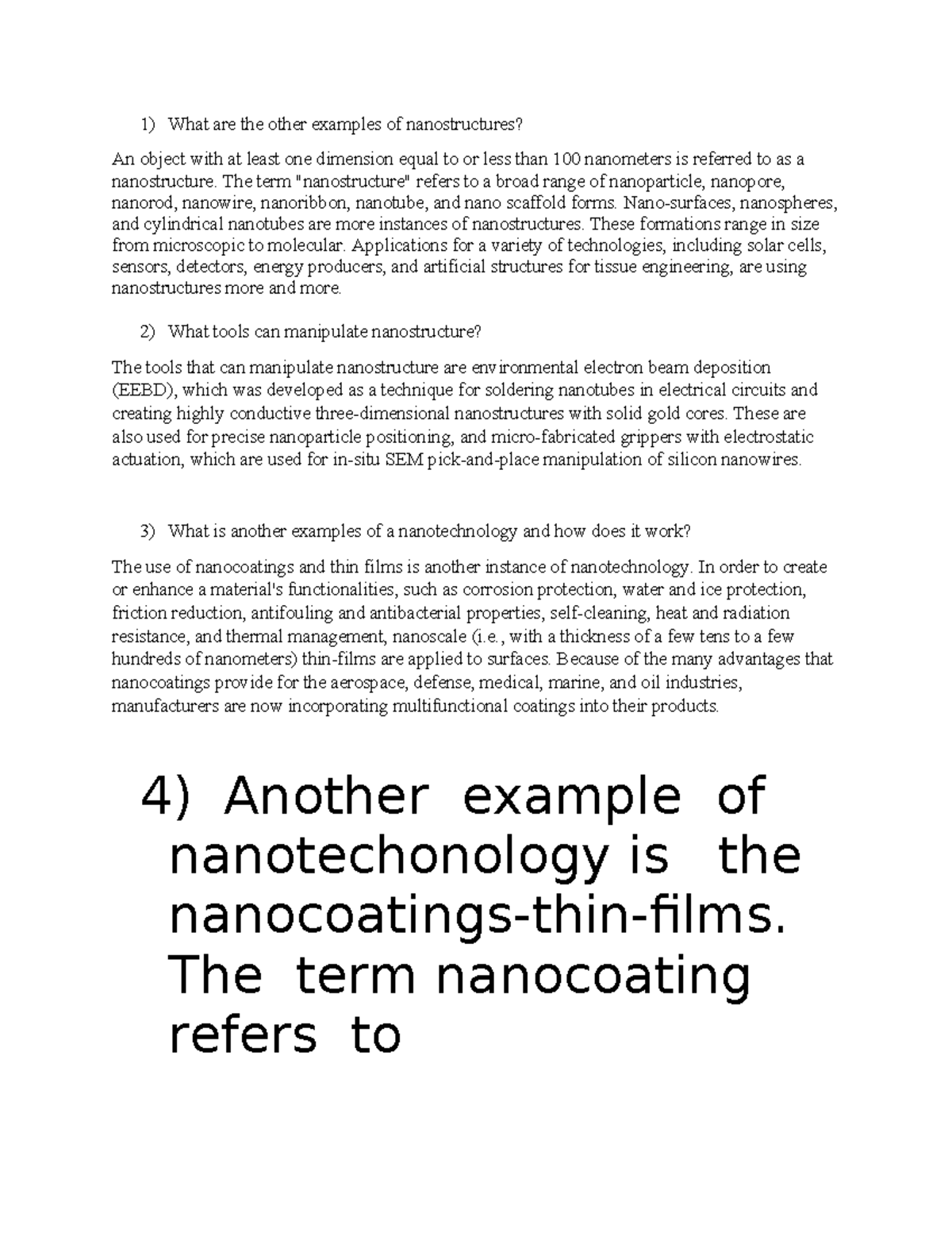 STS Lesson 10 - 1) What are the other examples of nanostructures? An ...