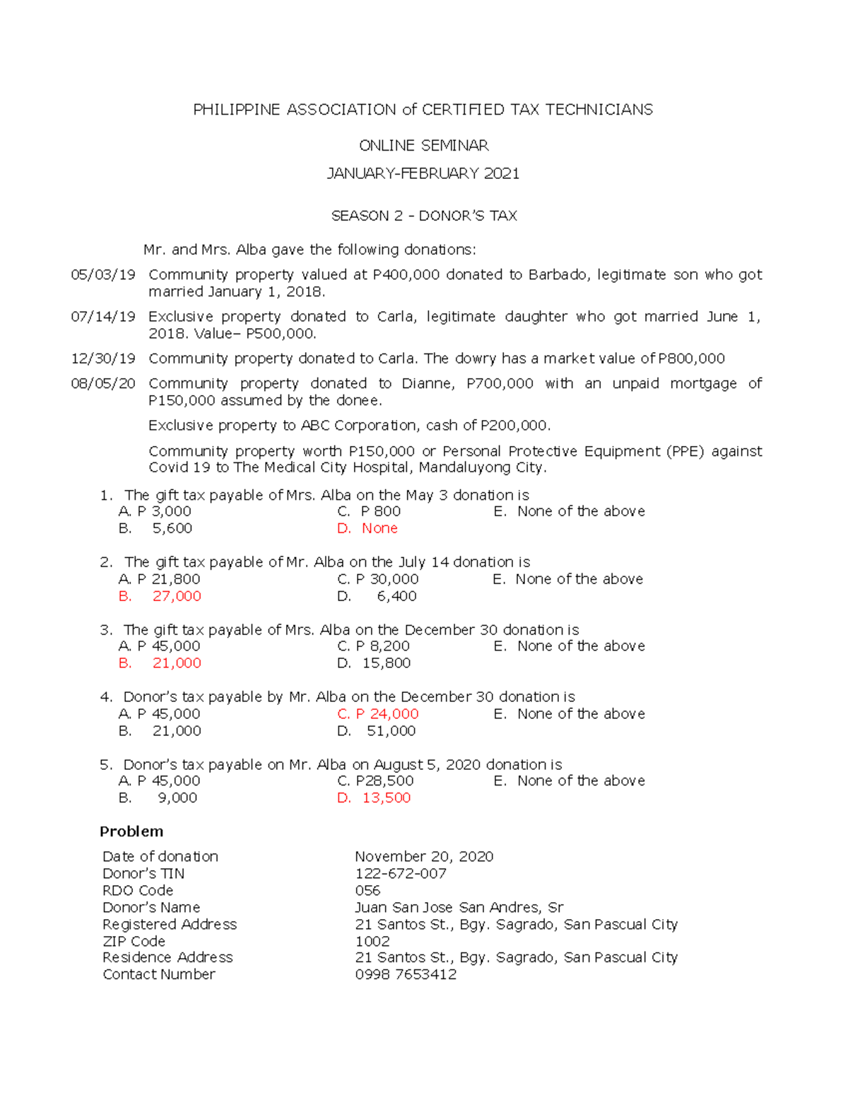 Donors-Tax - Study notes - PHILIPPINE ASSOCIATION of CERTIFIED TAX ...
