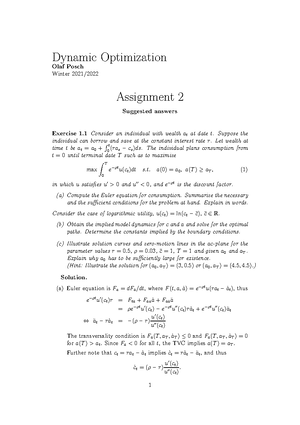 Dynopt ps1 solutions - Musterlösungen von der Aufgaben für Bonuspunkte des Kurses "Dynamic - Studocu