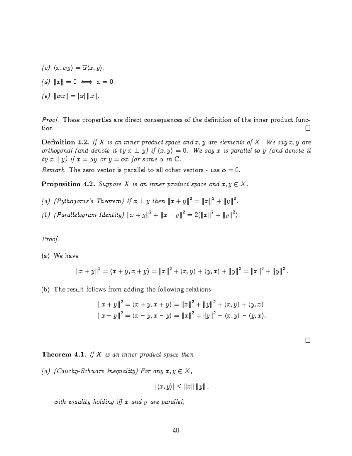 Lecture Notes 21 C 〈x αy〉 α〈x Y〉 D ‖x‖ 0 ⇐⇒ X 0 E ‖αx‖ α ‖x‖ Proof These 