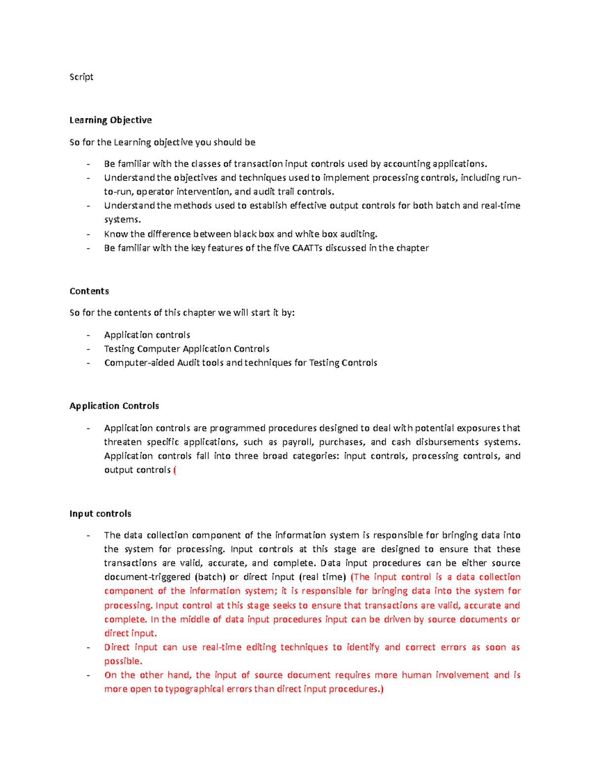 Script - notes - Script Learning Objective So for the Learning ...