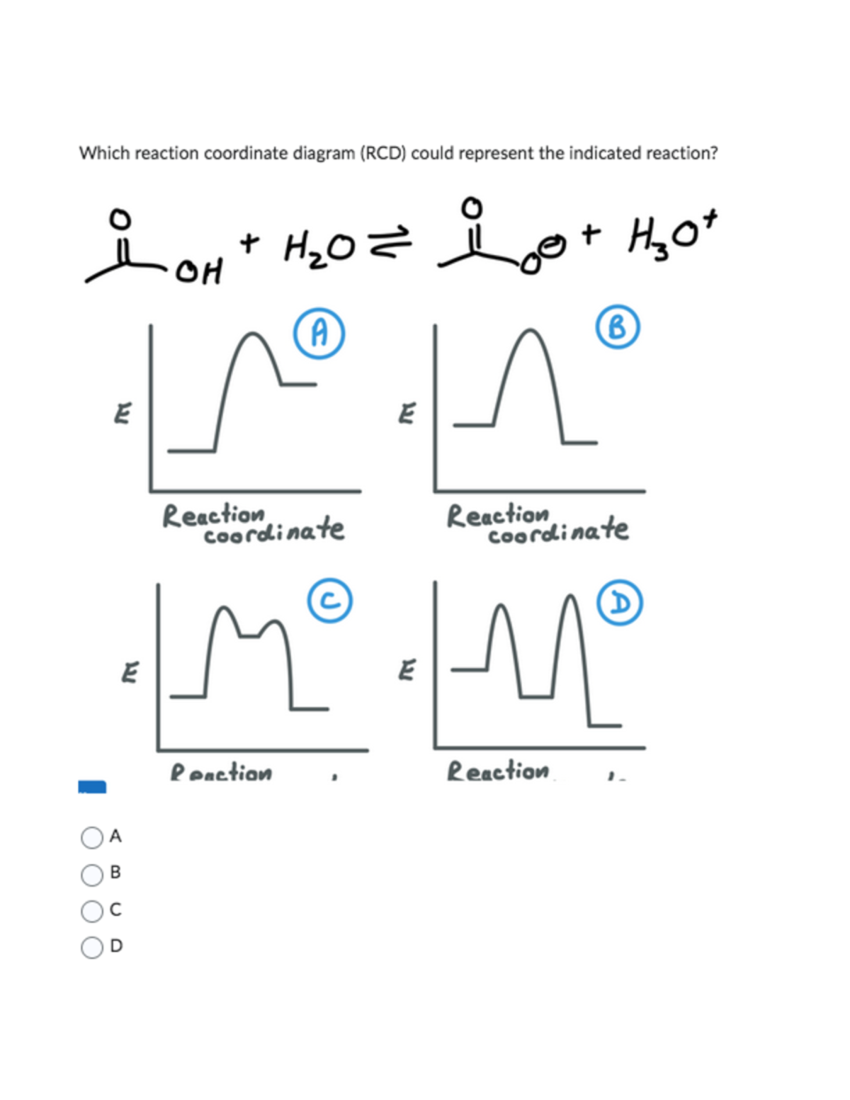 Orgo - practice - CHEM 2262 - Which reaction coordinate diagram (RCD) could represent the ...