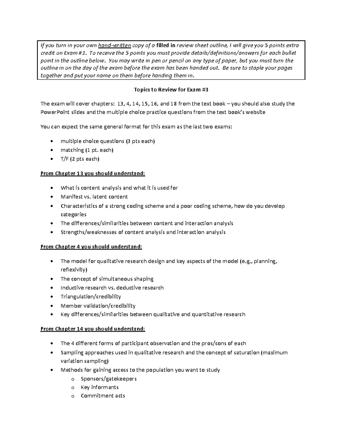 Review Sheet - Della - If you turn in your own copy of a filled in ...