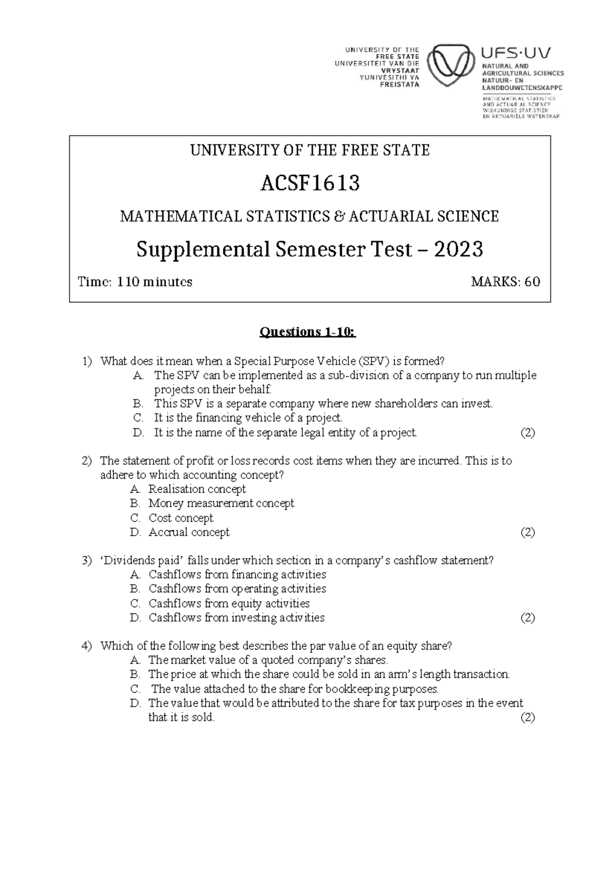 Sick Test 2023 - Questions 1-10: 1) What does it mean when a Special ...